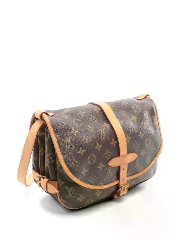 LOUIS VUITTON 2005 30 Saumur Monogram Satchel Bag - Brown
