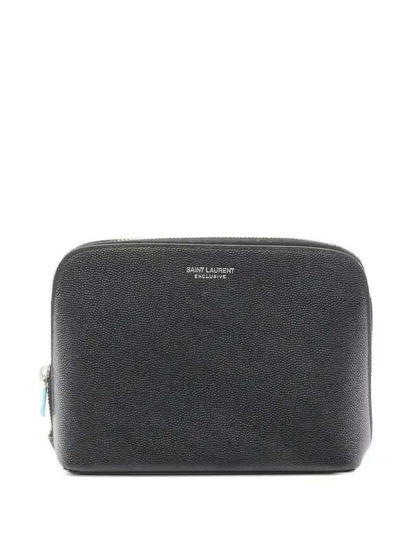Saint Laurent 2010s Leather Makeup Bag - Black