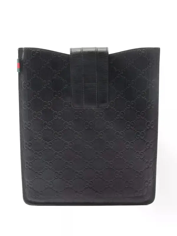 Gucci 2010s Sima Embossed Leather Tablet Case - Black
