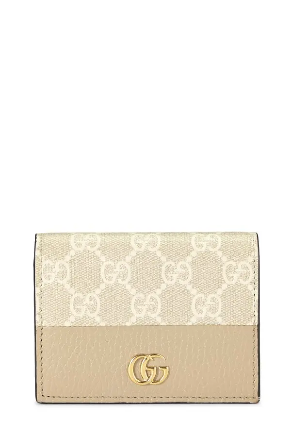 Gucci Gg Supreme Canvas Marmont Card Case - Beige