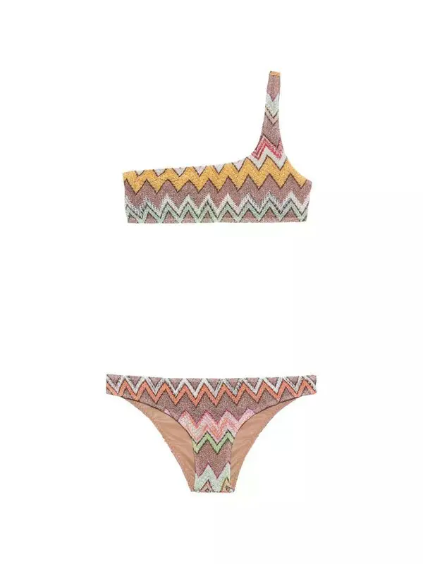 Missoni Zigzag One-shoulder Bikini - Brown