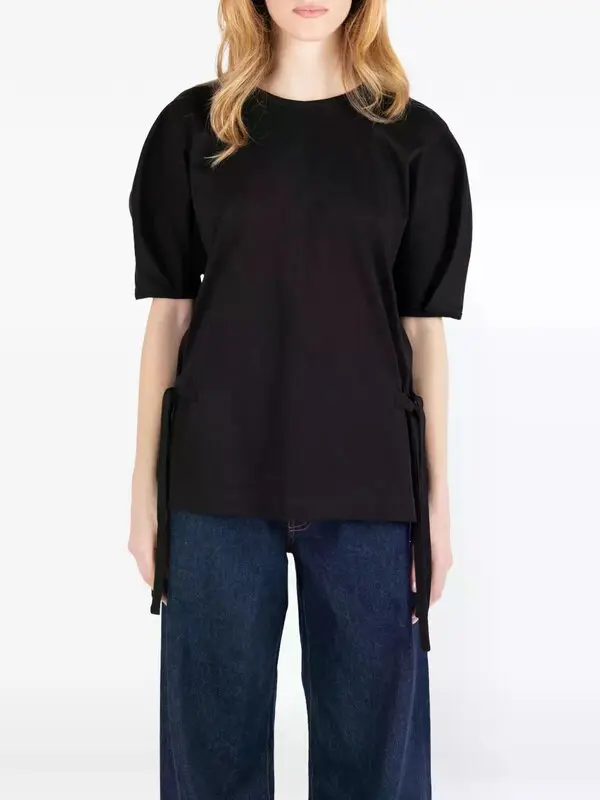 SOCIETE ANONYME Tie-detail Puff-sleeve Top - Black