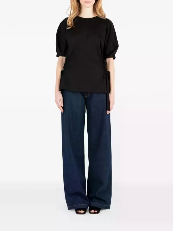 SOCIETE ANONYME Tie-detail Puff-sleeve Top - Black
