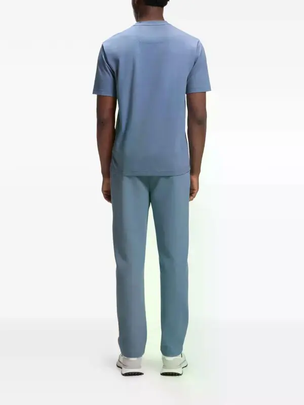 BOSS Logo-artwork T-shirt In Stretch Cotton - Blue