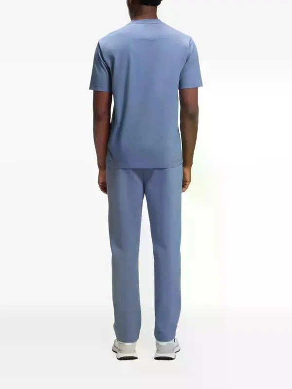 BOSS Logo-artwork T-shirt In Stretch Cotton - Blue