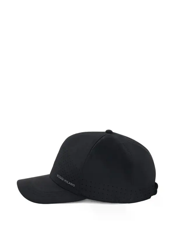 Boggi Milano Perforated Baseball Cap With Rubberized Logo - Black