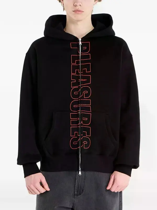 PLEASURES Zip-up Hooded Sweater - Black