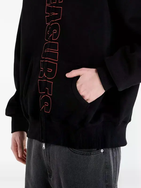 PLEASURES Zip-up Hooded Sweater - Black
