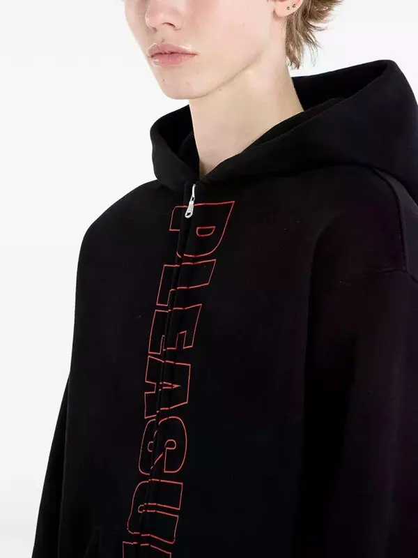 PLEASURES Zip-up Hooded Sweater - Black