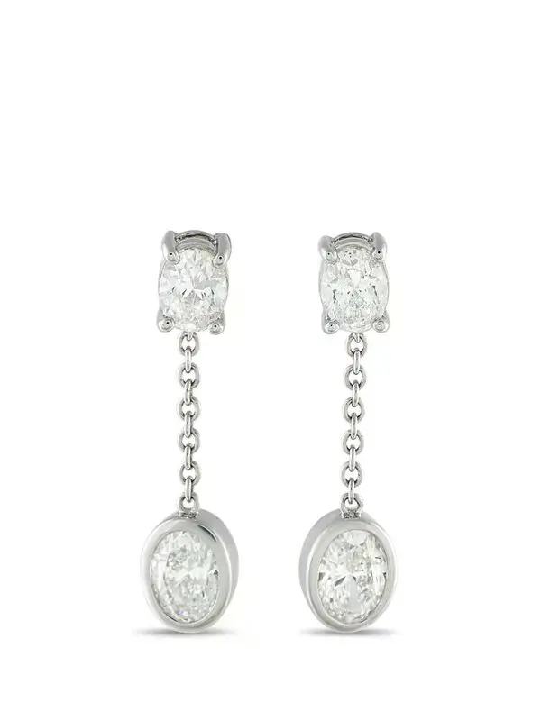 LB EXCLUSIVE 18k White Gold Diamond Dangle Earrings - Silver