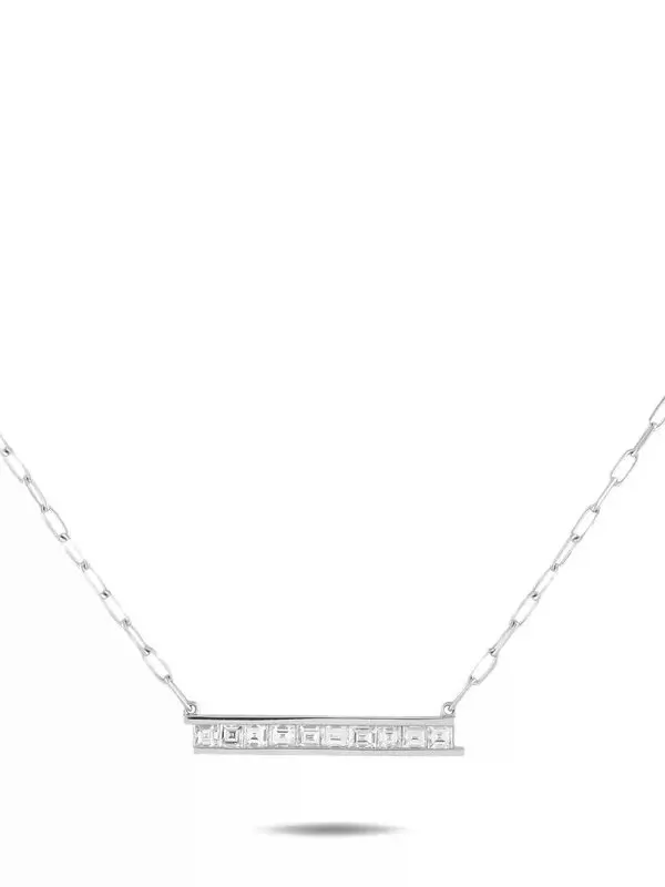 LB EXCLUSIVE 18k White Gold Diamond Bar Link Necklace - Silver
