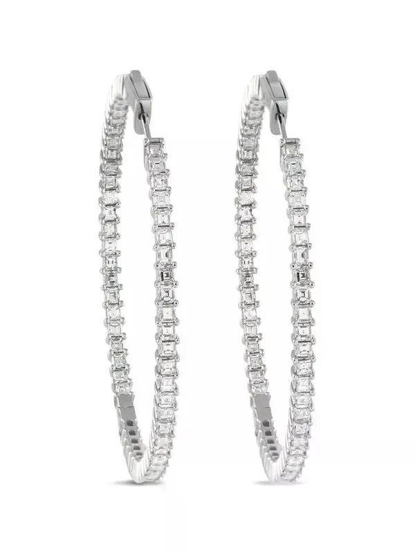 LB EXCLUSIVE Diamond Hoop Earrings - Silver