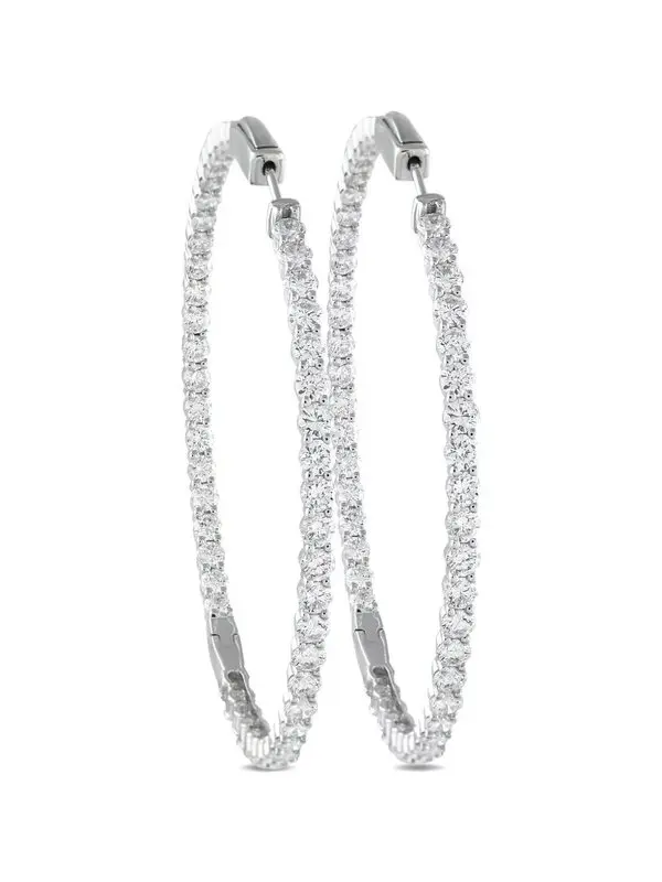 LB EXCLUSIVE 18k White Gold 7.20ctw Diamond Hoop Earrings - Silver