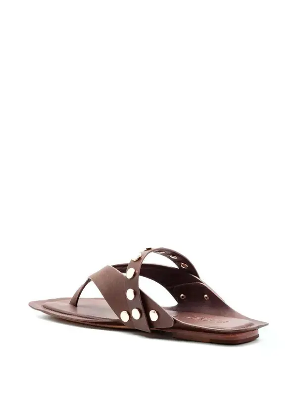 Elena Iachi Studded Leather Sandals - Brown