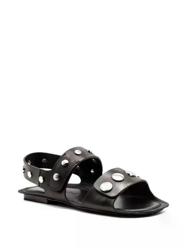 Elena Iachi Studded Leather Sandals - Black
