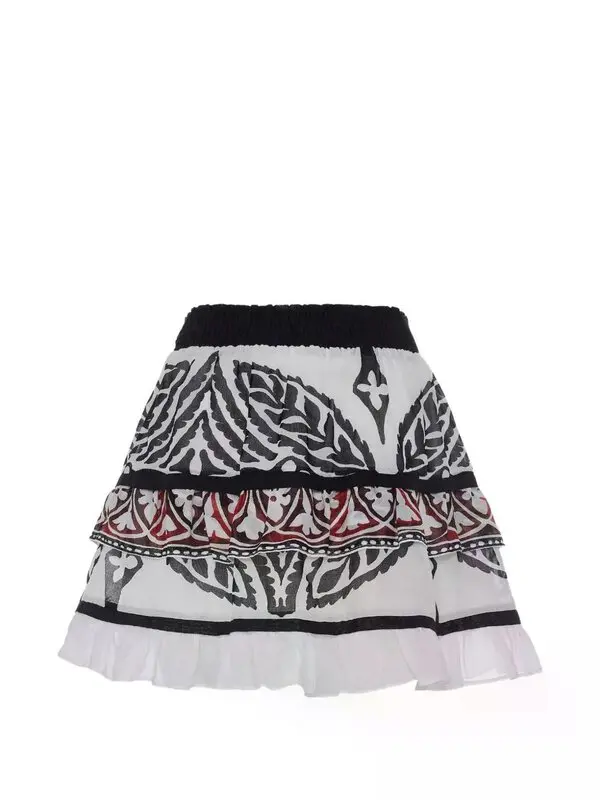Devotion Patterned Ruffle Skirt - White