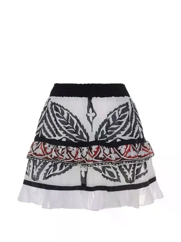 Devotion Patterned Ruffle Skirt - White