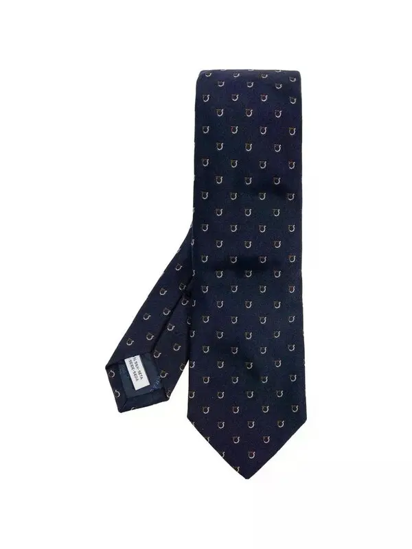 FERRAGAMO Horseshoe-motif Neck Tie - Blue