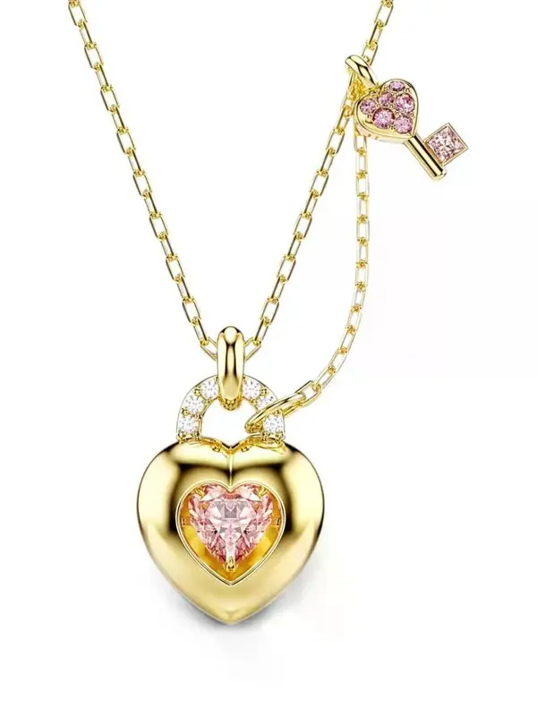 SWAROVSKI Idyllia Heart Charm Necklace With Key Detail - Gold