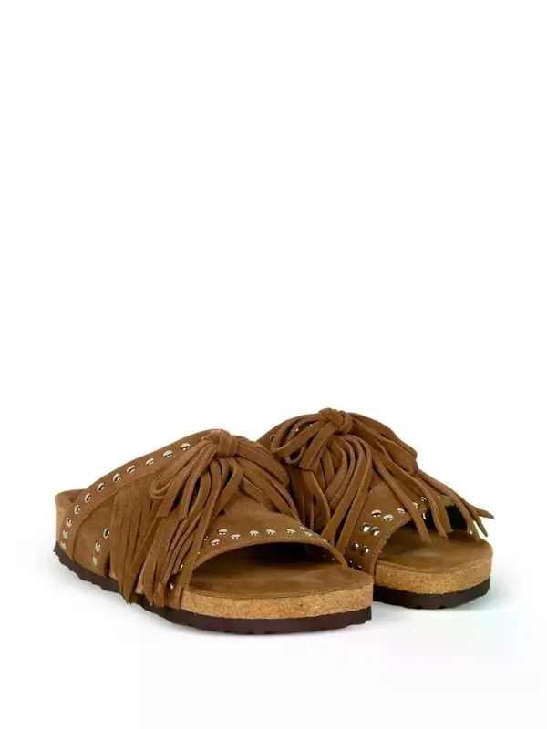 Elena Iachi Fringed Studded Sandals