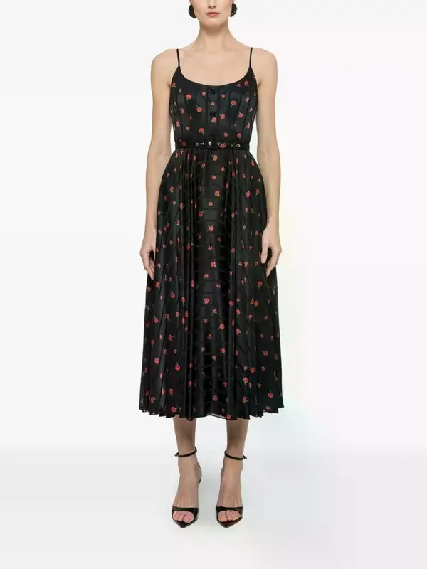 NISSA Belted Printed Midi Dress