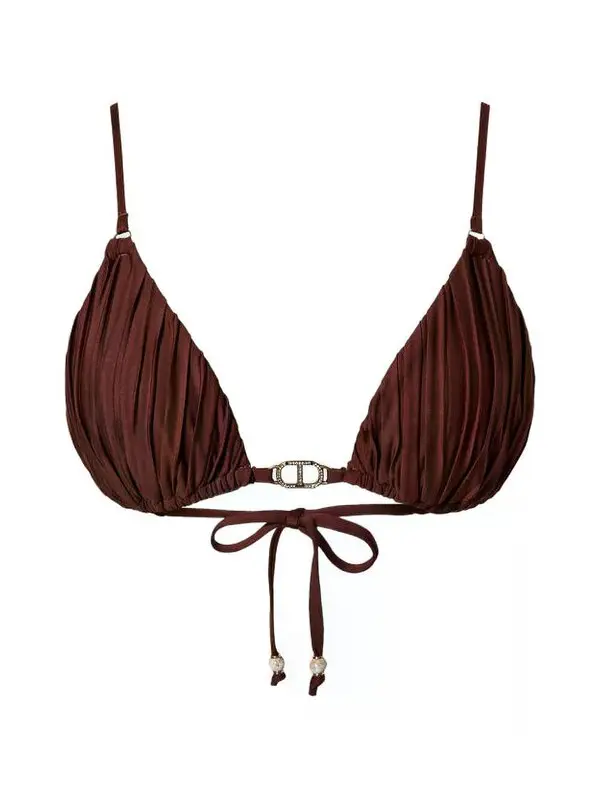 TWINSET Pleated Bikini Top - Brown