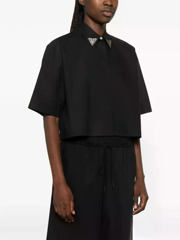 Pinko Cropped Shirt With Metallic Appliqués