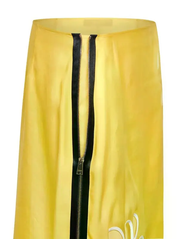 Fendi Floral Appliqué Zip Detail Midi Skirt