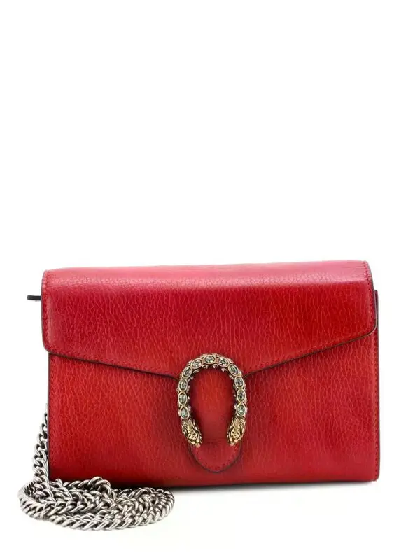 Gucci Dionysus Chain Wallet Leather Embellished Small Crossbody Bag - Red