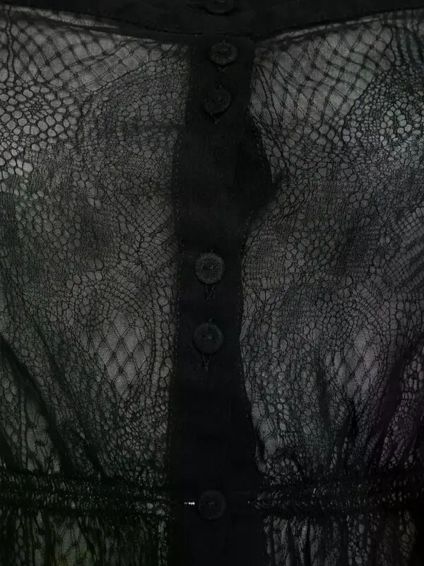 Isabel Benenato Lace-detail Blouse - Black
