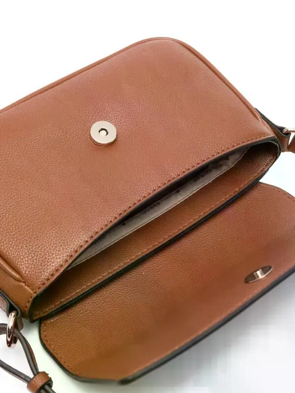 Guess Isola Logo Leather Shoulder Bag - Brown