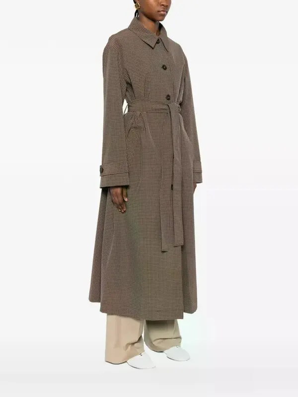 RÓHE Belted Check Coat - Brown