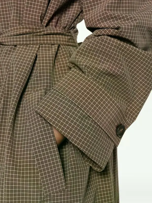 RÓHE Belted Check Coat - Brown