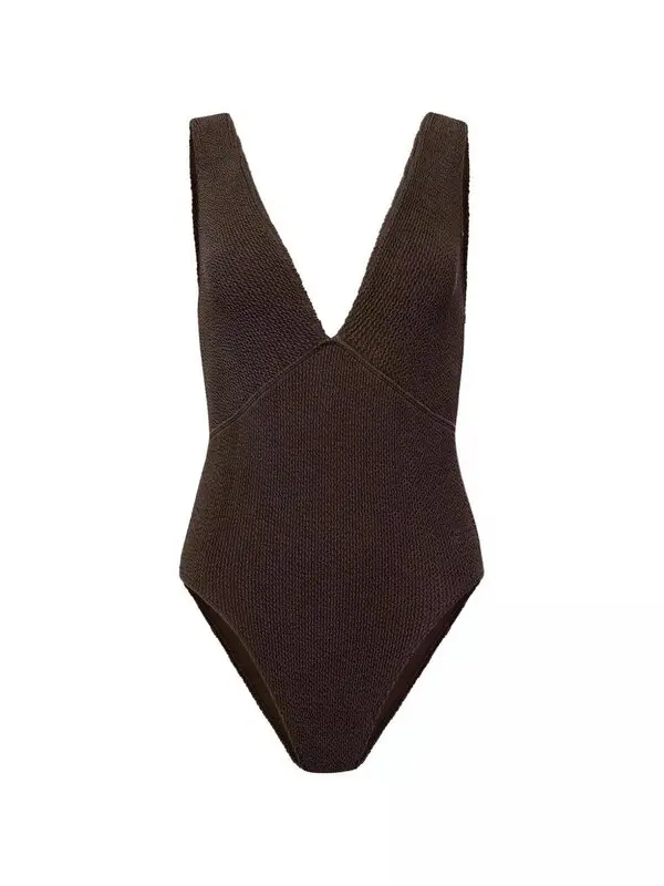 SORBET ISLAND Ariel V-neck One-piece Swimsuit - Brown