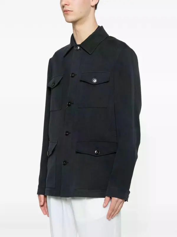 Canali Flap-pockets Linen Shirt Jacket