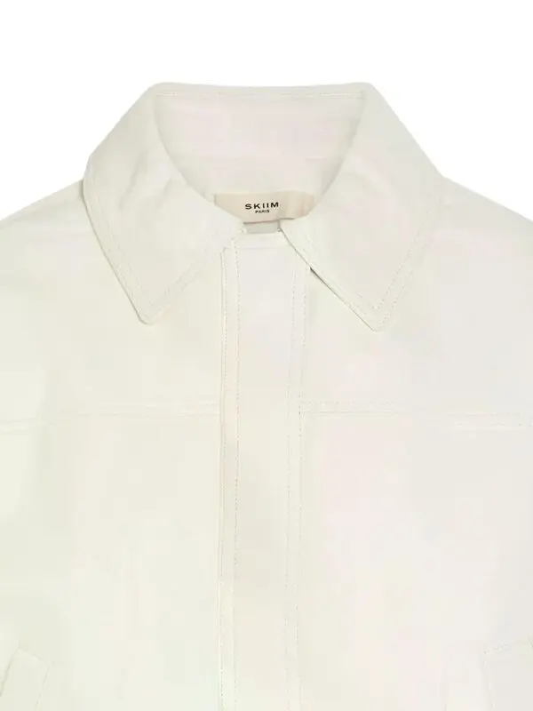 SKIIM Boxy Leather Bomber Jacket - Neutrals