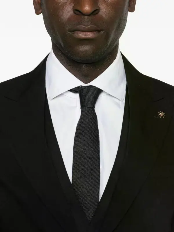 MANUEL RITZ Lapel-appliqué Single-breasted Suit - Black
