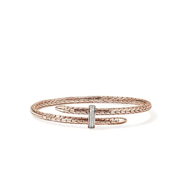 John Hardy Spear Flex Cuff With Diamonds - Gold