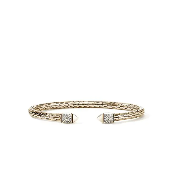 John Hardy Icon Stud Flex Cuff With Diamonds - Gold