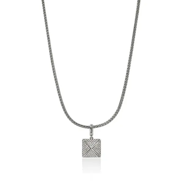 John Hardy Icon Stud Pendant Necklace With Diamonds, 2.5mm - Sterling Silver