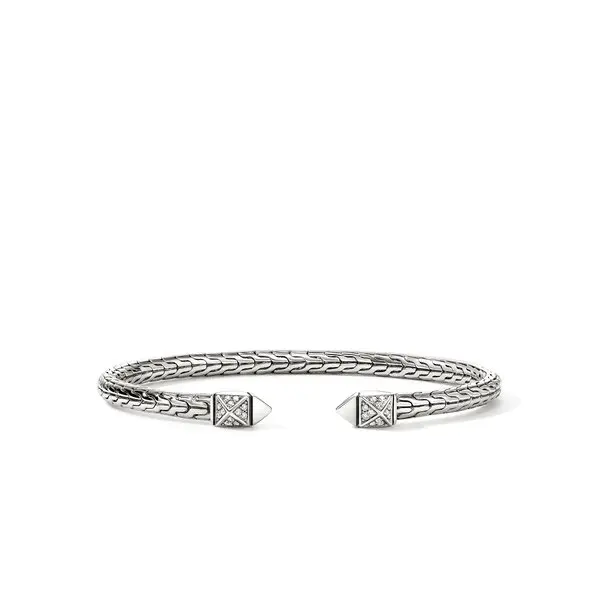 John Hardy Icon Stud Flex Cuff With Diamonds - Sterling Silver