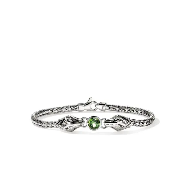 John Hardy Naga Bracelet With Green Tourmaline And Diamonds - Sterling Silver
