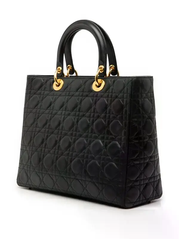 Dior 2001 Large Lambskin Cannage Lady Satchel - Black