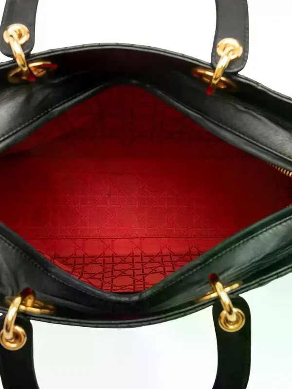 Dior 2001 Large Lambskin Cannage Lady Satchel - Black