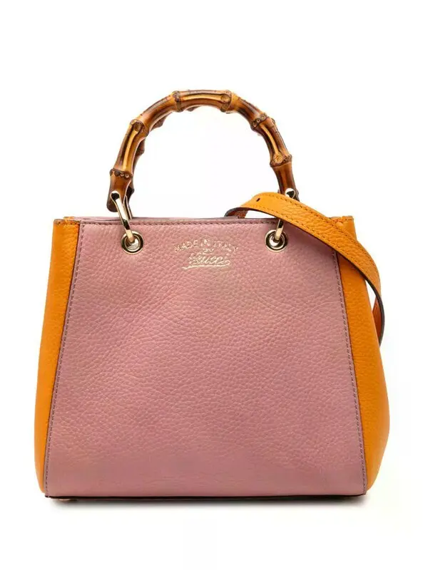 Gucci 2000-2015 Mini Bicolor Calfskin Bamboo Shopper Satchel - Pink