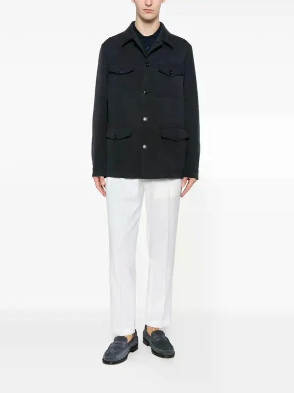 Canali Flap-pockets Linen Shirt Jacket