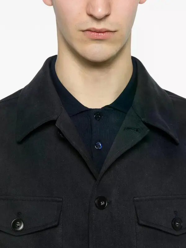 Canali Flap-pockets Linen Shirt Jacket