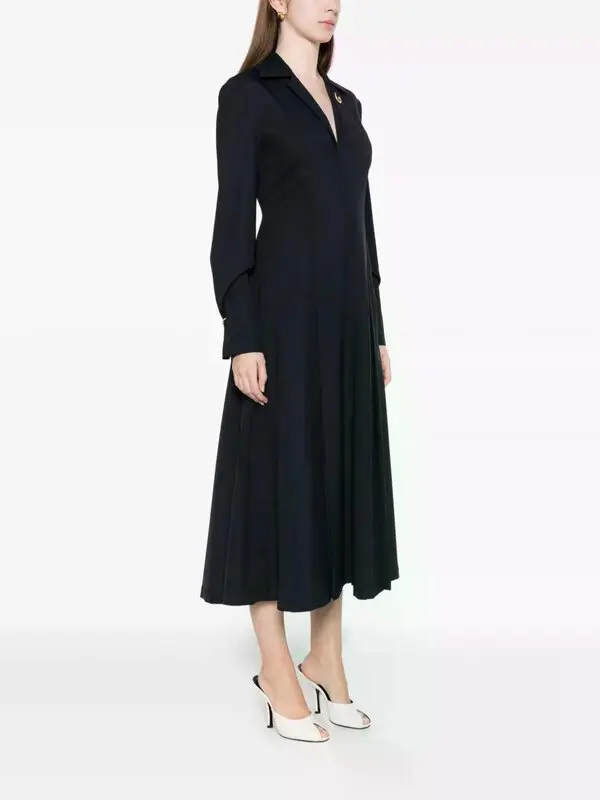 Alberta Ferretti Pleat-detail Midi Dress - Blue