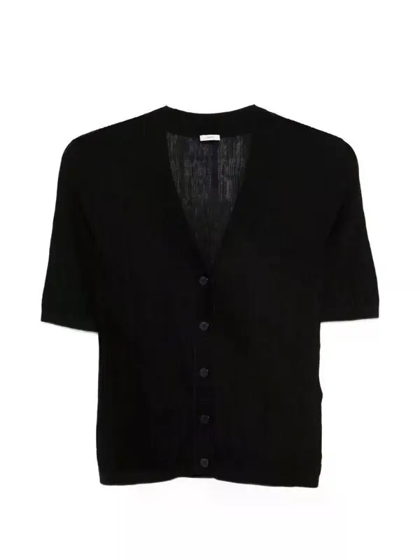 JOSEPH Sens Crinkle Ribbed Cardigan - Black