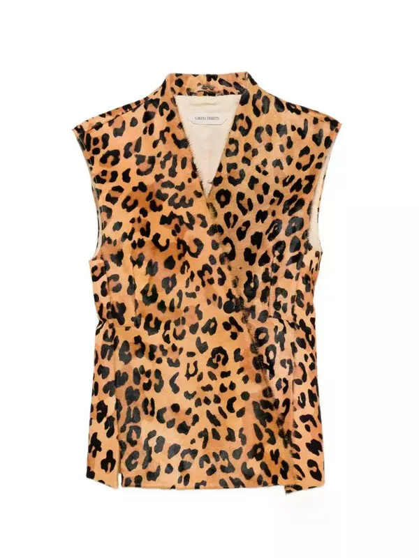Alberta Ferretti Animal Print Sleeveless Gilet - Neutrals